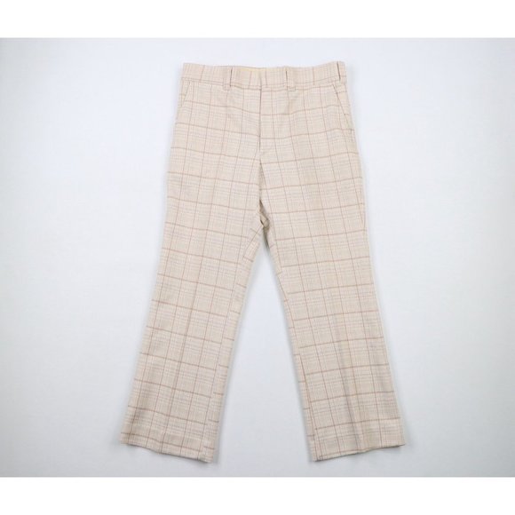 Vintage | Pants | Vintage 7s 34x28 Plaid Checkered Knit Wide Leg Bell Bottoms Chino Pants Usa ...
